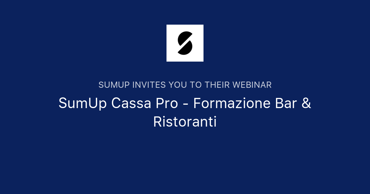 SumUp Cassa Pro - Formazione Bar & Ristoranti | SumUp