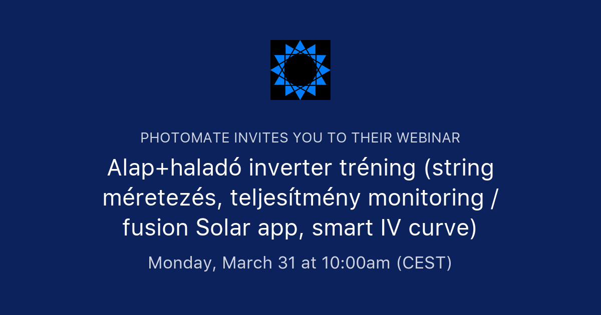 Alap+haladó inverter tréning (string méretezés, teljesítmény monitoring ...