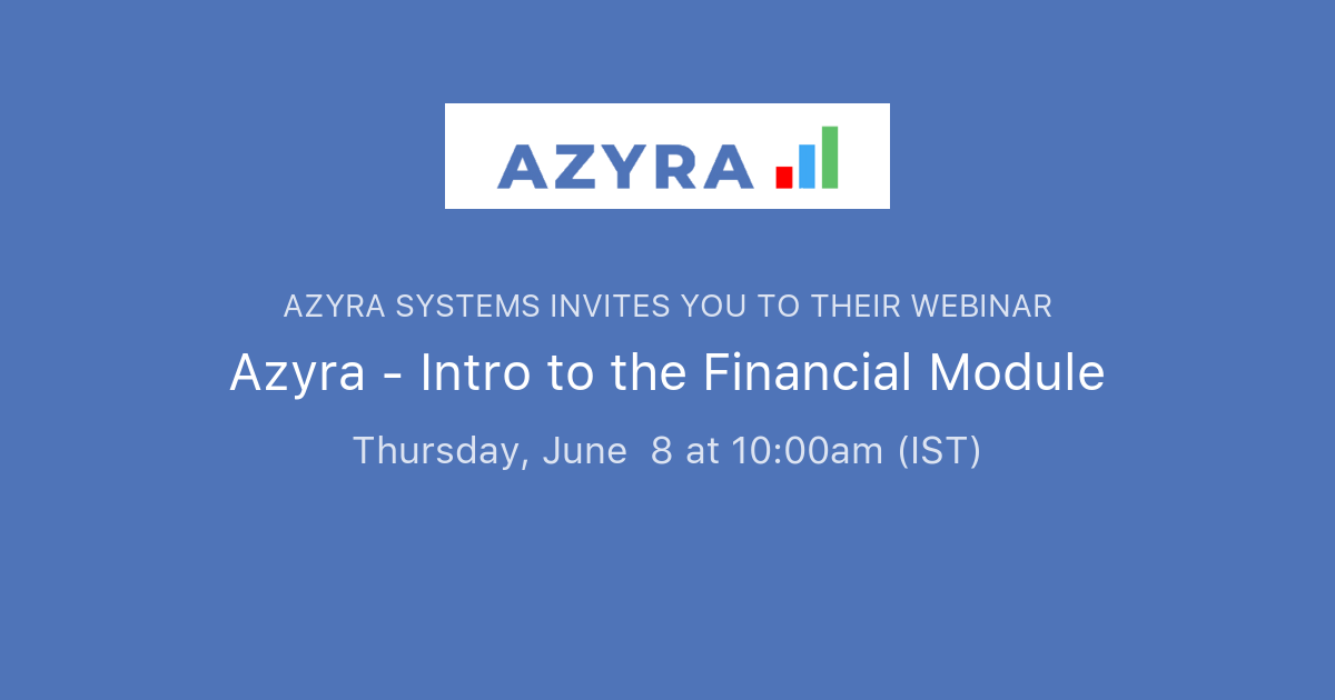 Azyra - Intro to the Financial Module | Azyra Systems