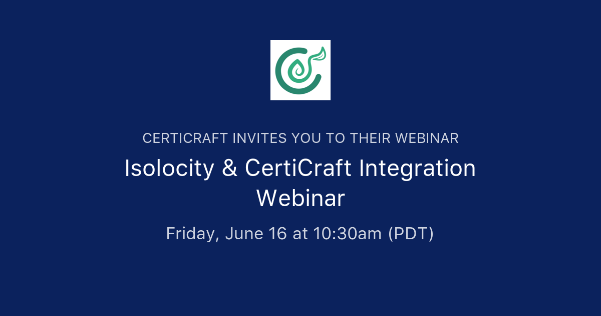 Isolocity & CertiCraft Integration Webinar | CertiCraft
