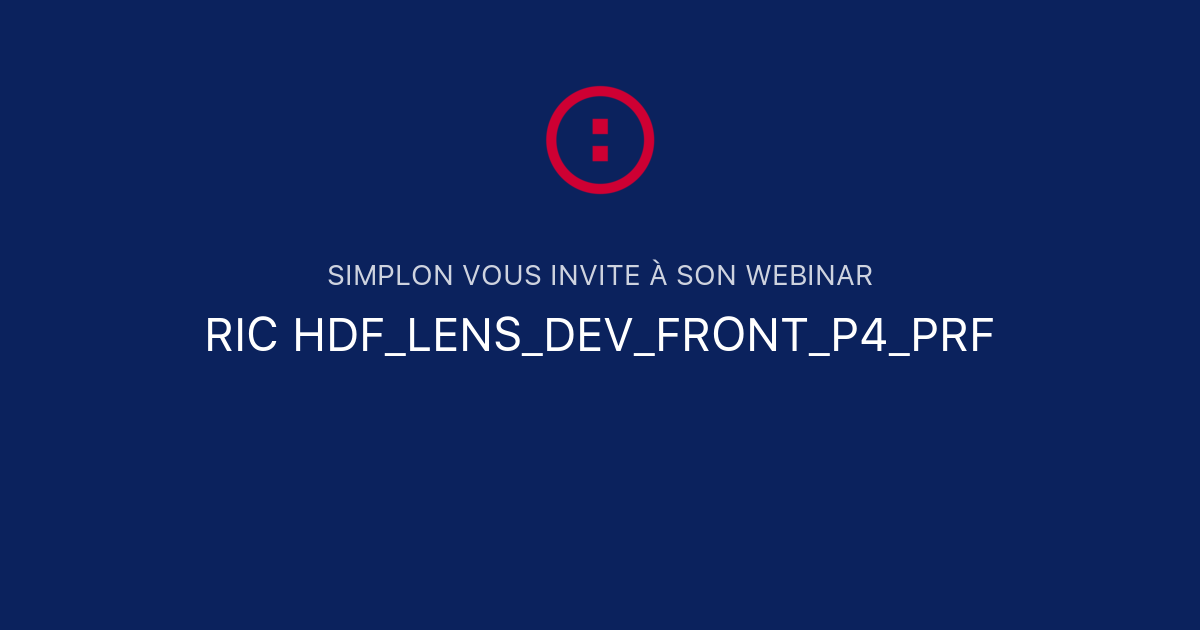 RIC HDF_LENS_DEV_FRONT_P4_PRF | Simplon