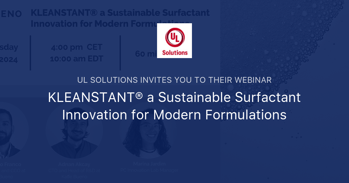 KLEANSTANT® a Sustainable Surfactant Innovation for Modern Formulations ...