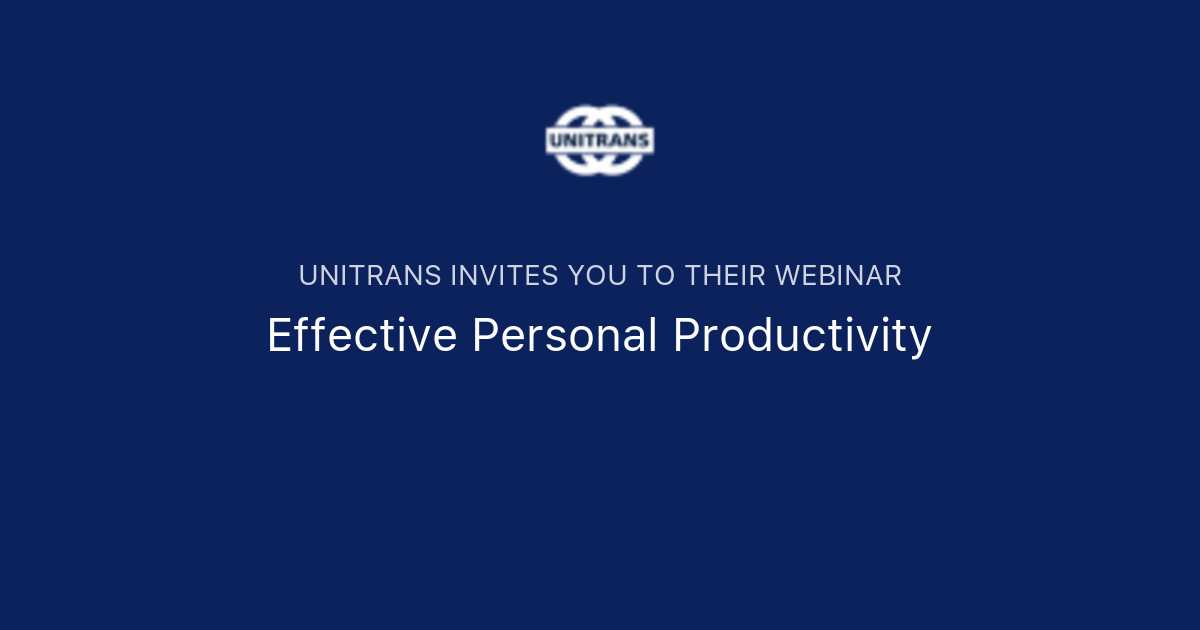 Effective Personal Productivity | Unitrans
