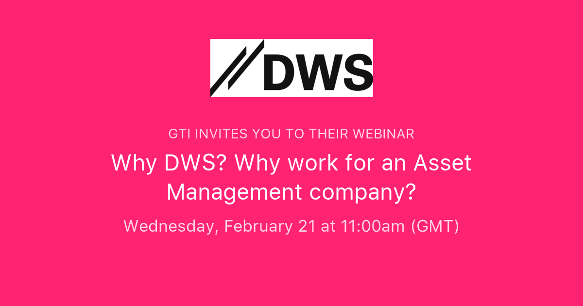 Why DWS? Why work for an Asset Management company? | GTI