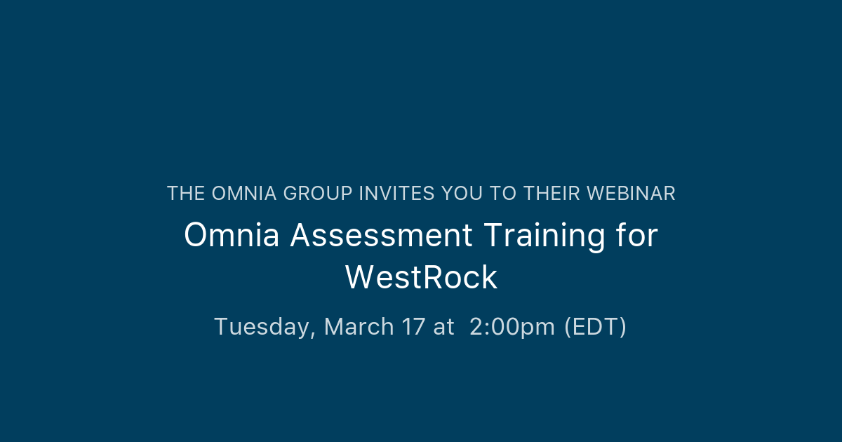 Omnia Assessment Training for WestRock | The Omnia Group