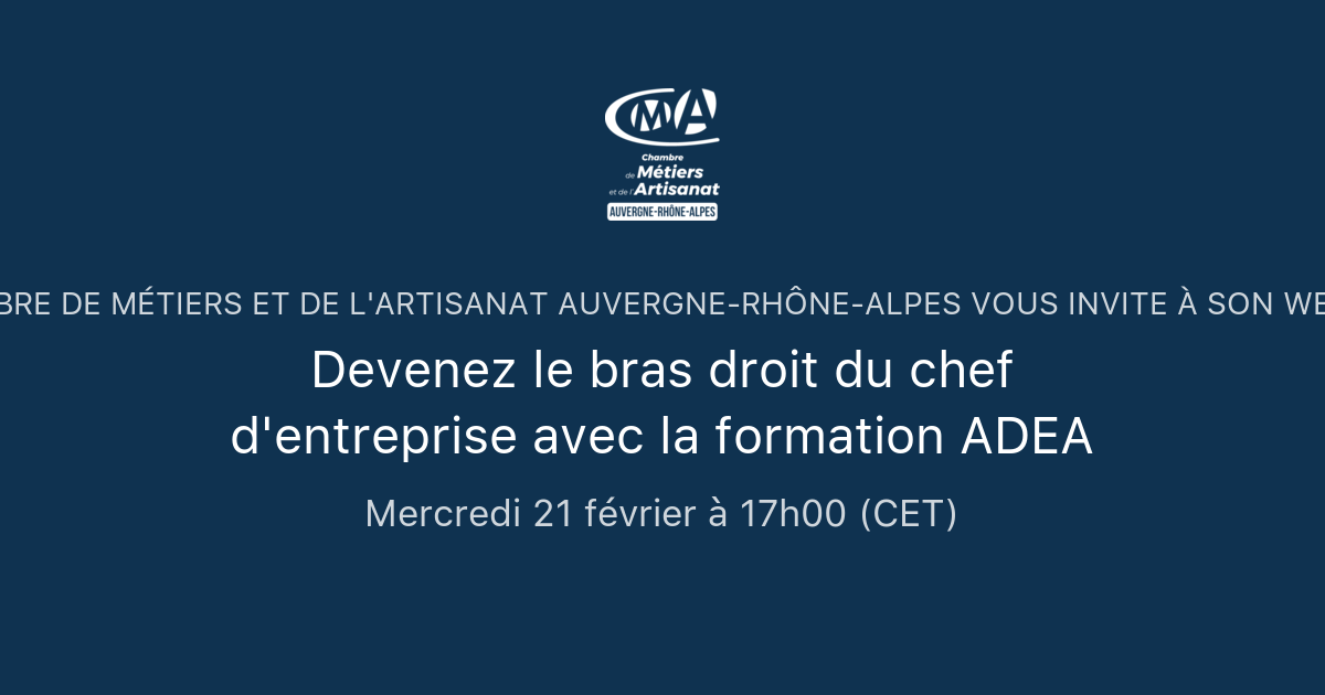 Devenez le bras droit du chef d'entreprise avec la formation ADEA | Chambre de Métiers et de l ...