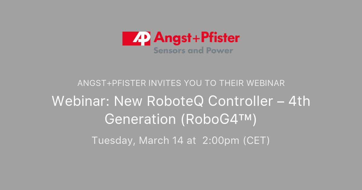 Webinar: New RoboteQ Controller – 4th Generation (RoboG4™) | Angst+Pfister