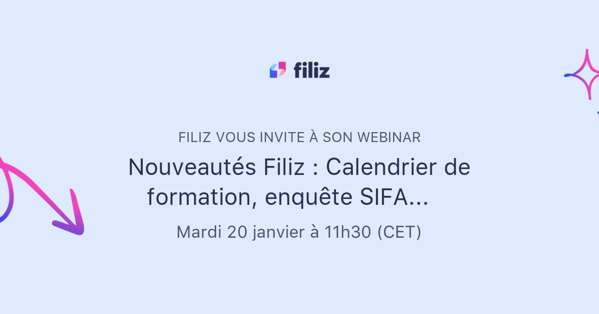 Nouveautés Filiz : Calendrier de formation, enquête SIFA...🤩 | Filiz