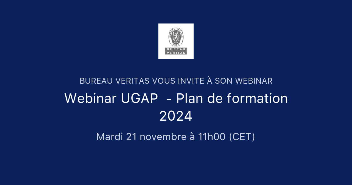 Webinar UGAP - Plan de formation 2024 | BUREAU VERITAS