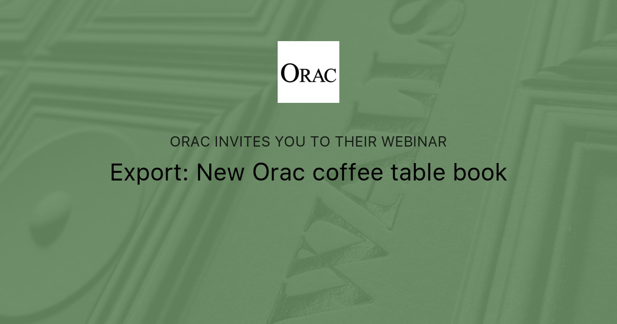 Export: New Orac coffee table book | Orac