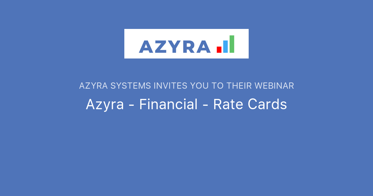 Azyra - Financial - Rate Cards | Azyra Systems