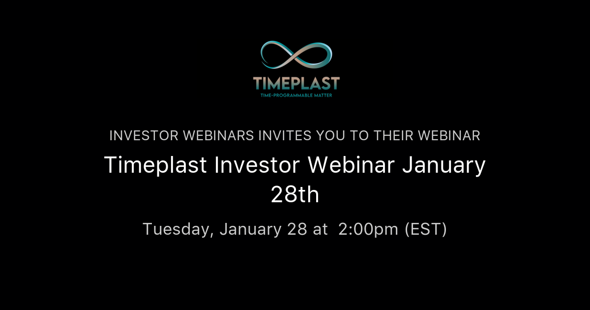Timeplast Investor Webinar January 28th | Investor Webinars