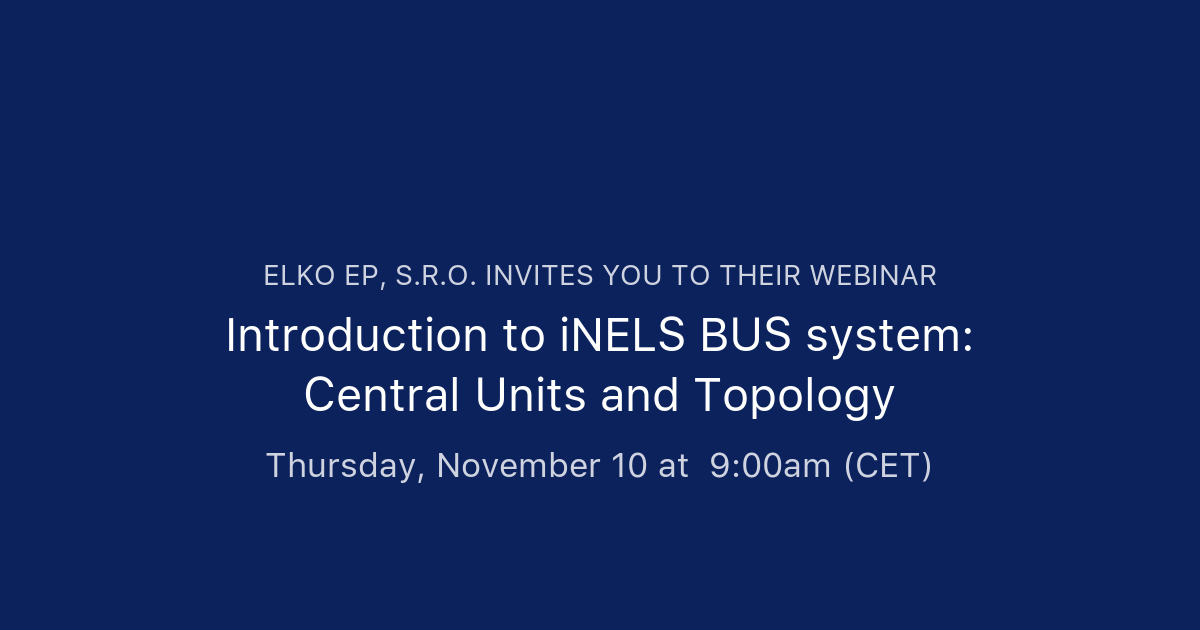 Introduction to iNELS BUS system: Central Units and Topology | ELKO EP ...