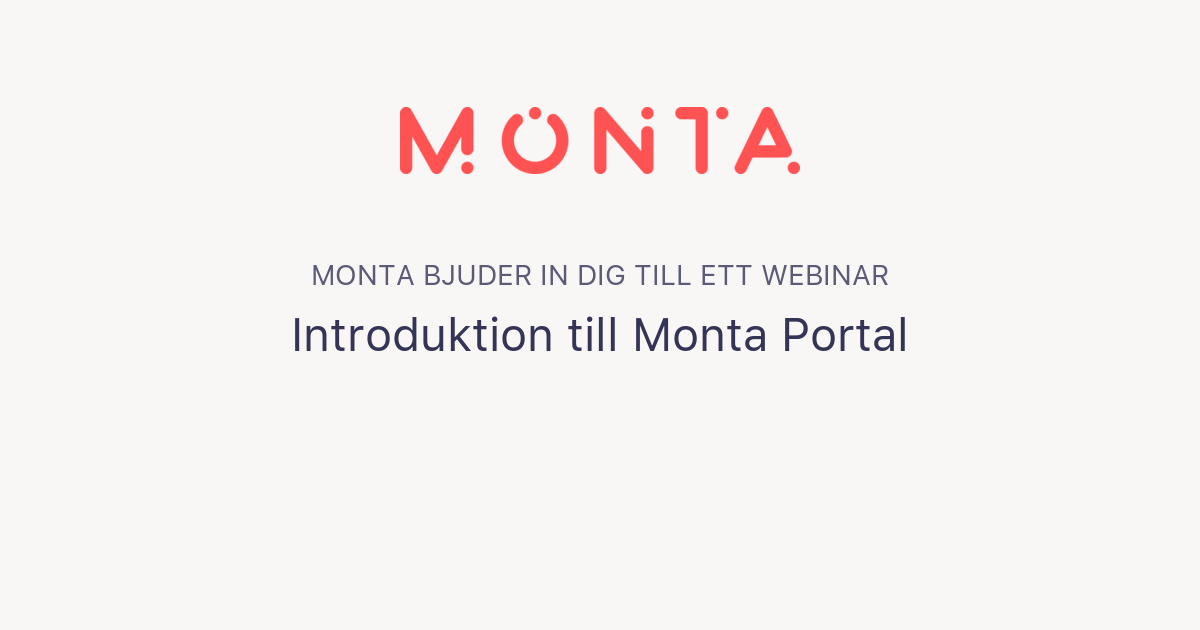 Introduktion till Monta Portal | Monta