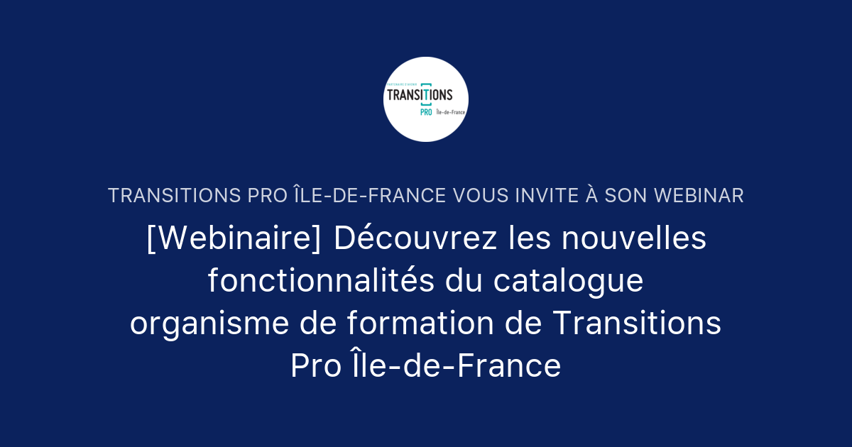 [Webinaire] Découvrez les nouvelles fonctionnalités du catalogue ...