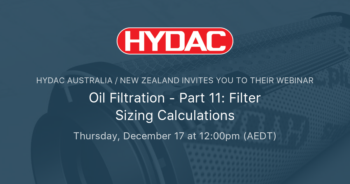 Oil Filtration - Part 11: Filter Sizing Calculations | HYDAC Australia ...