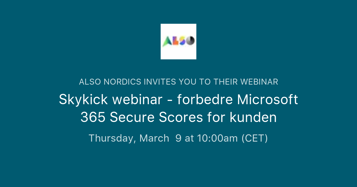 Skykick webinar - forbedre Microsoft 365 Secure Scores for kunden ...