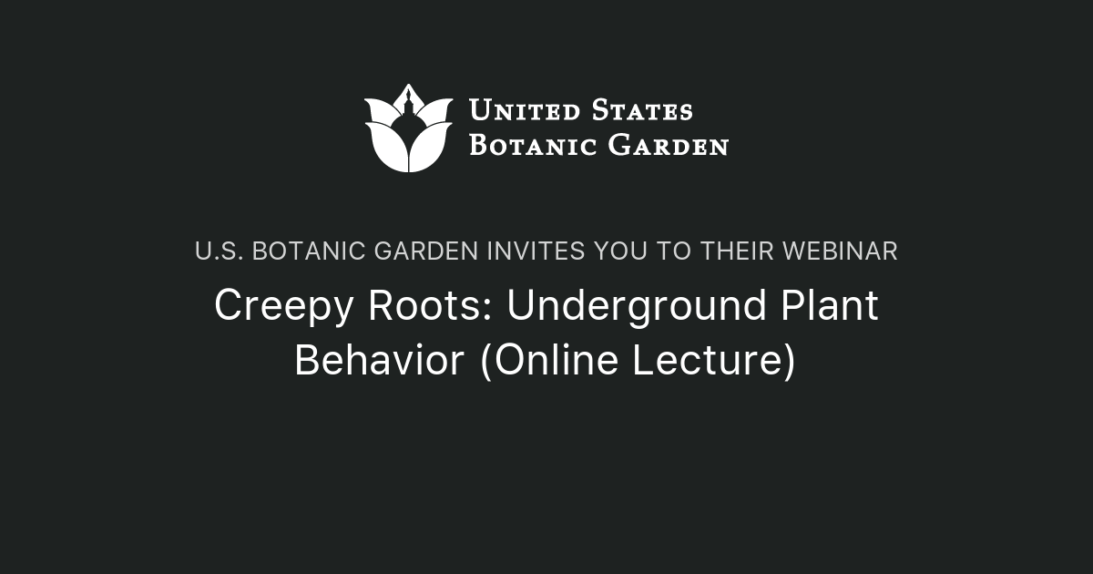 Creepy Roots: Underground Plant Behavior (Online Lecture) | U.S ...