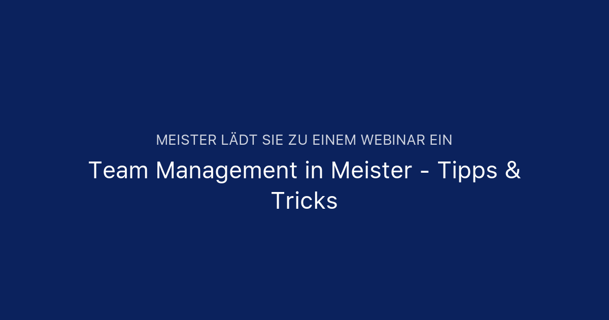 Team Management in Meister - Tipps & Tricks | Meister