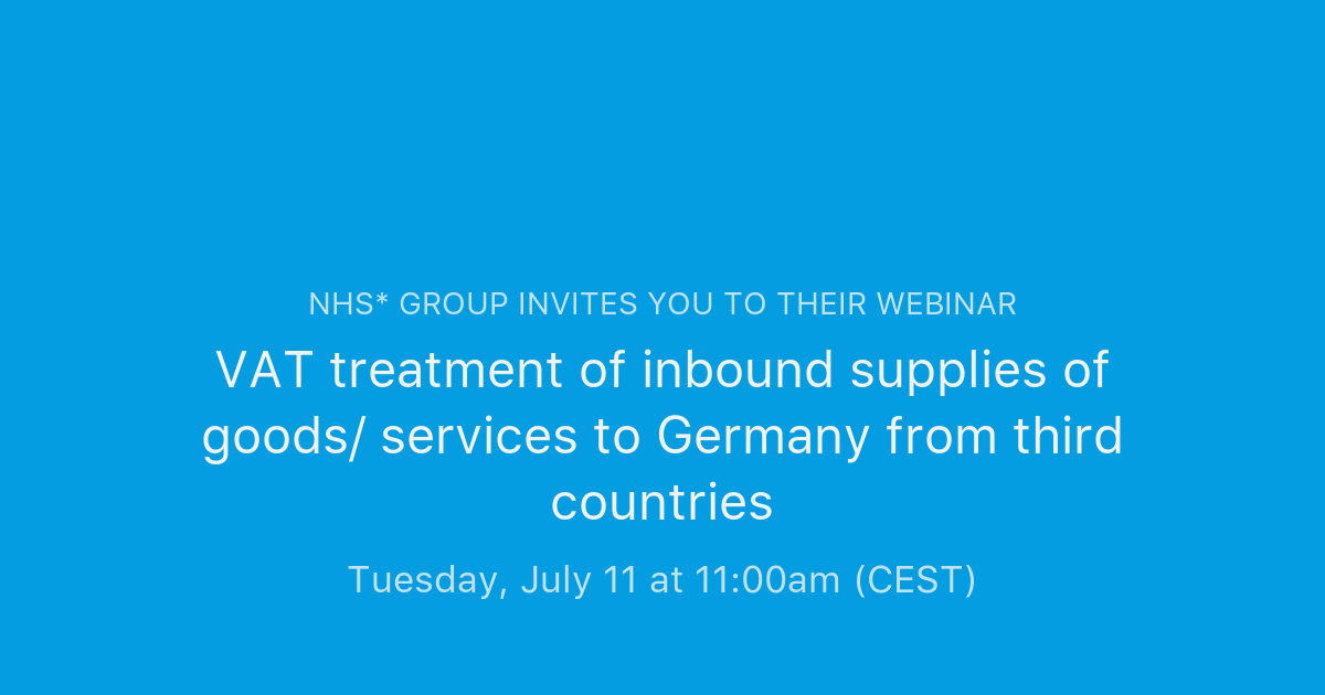 VAT treatment of inbound supplies of goods/ services to Germany from ...