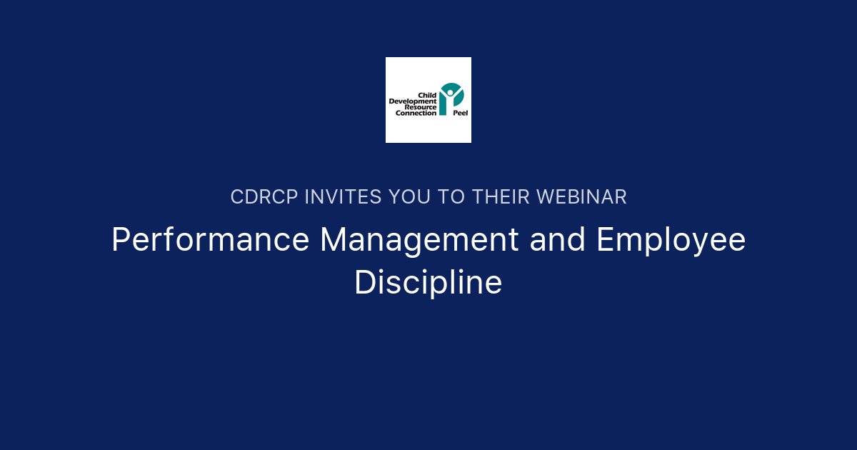 Performance Management and Employee Discipline | CDRCP