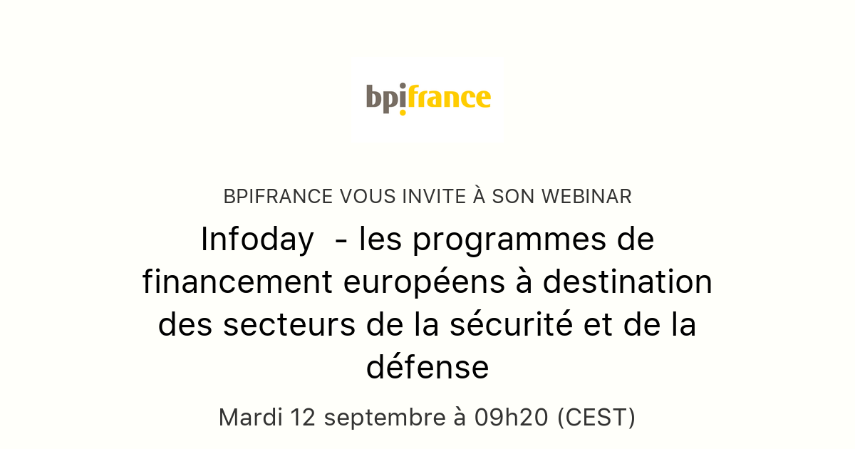 Infoday - les programmes de financement européens à destination des ...