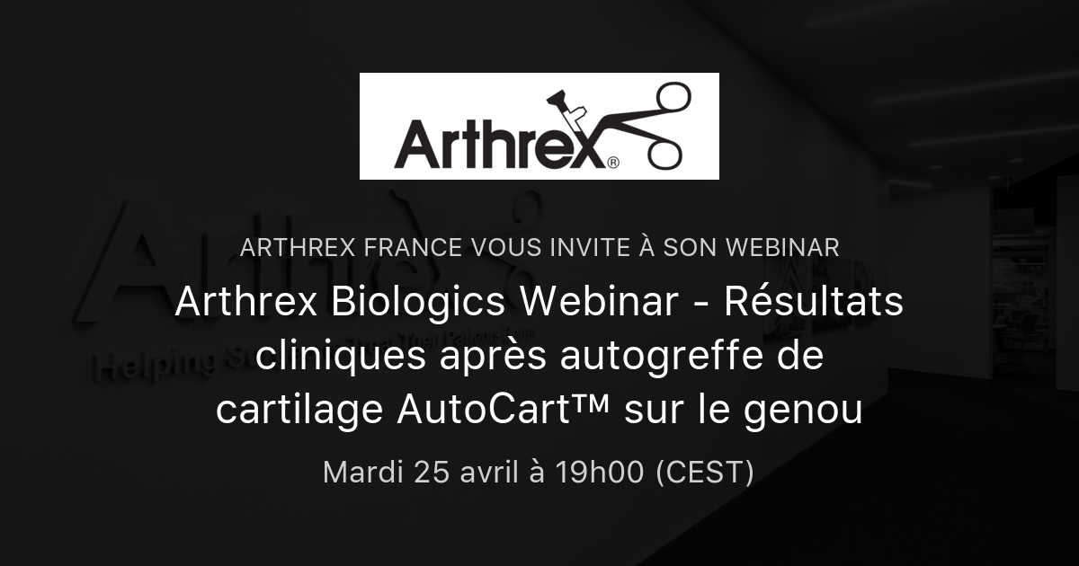 Arthrex Biologics Webinar - Résultats cliniques après autogreffe de ...