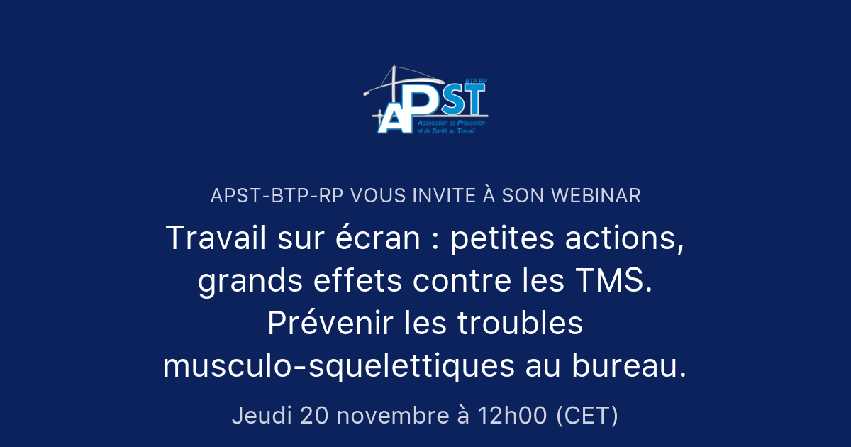 Travail sur écran : petites actions, grands effets contre les TMS ...