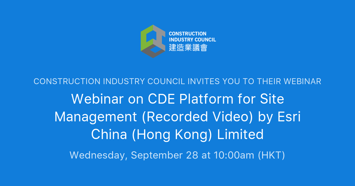 Webinar on CDE Platform for Site Management (Recorded Video) by Esri ...
