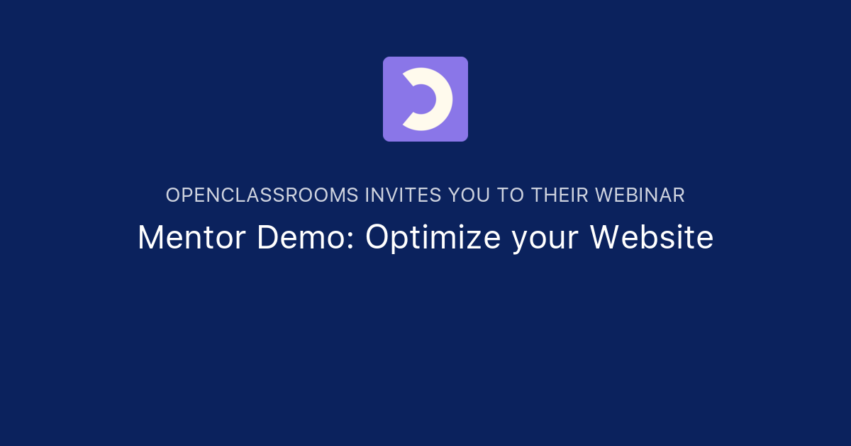 Mentor Demo: Optimize your Website | OpenClassrooms