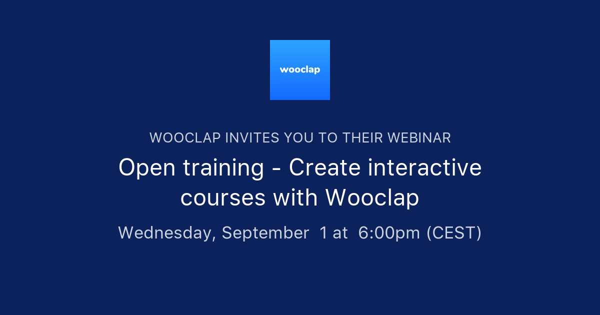Open training - Create interactive courses with Wooclap | Wooclap