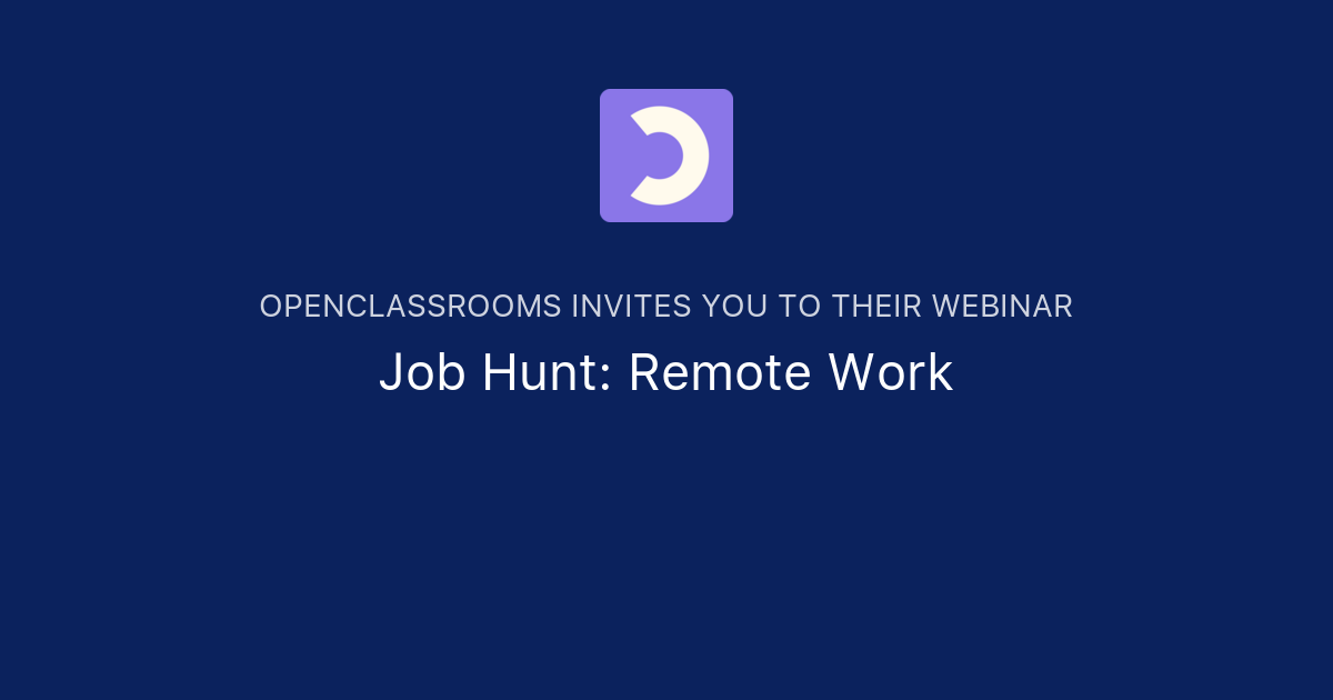 Job Hunt: Remote Work | OpenClassrooms
