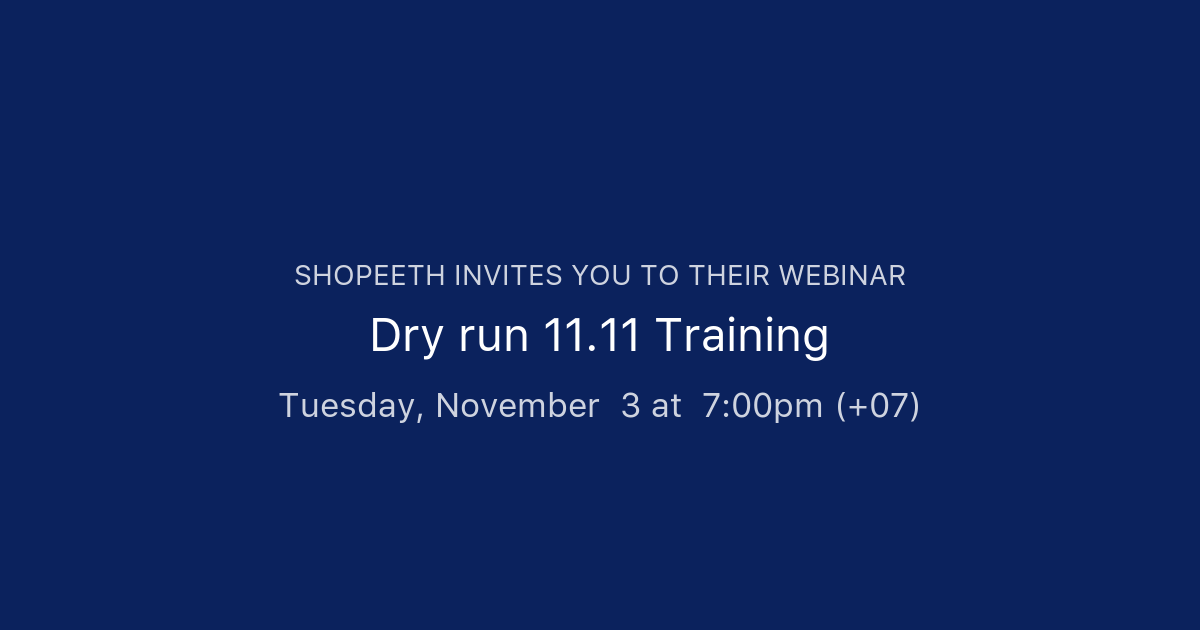 Dry run 11.11 Training | ShopeeTH