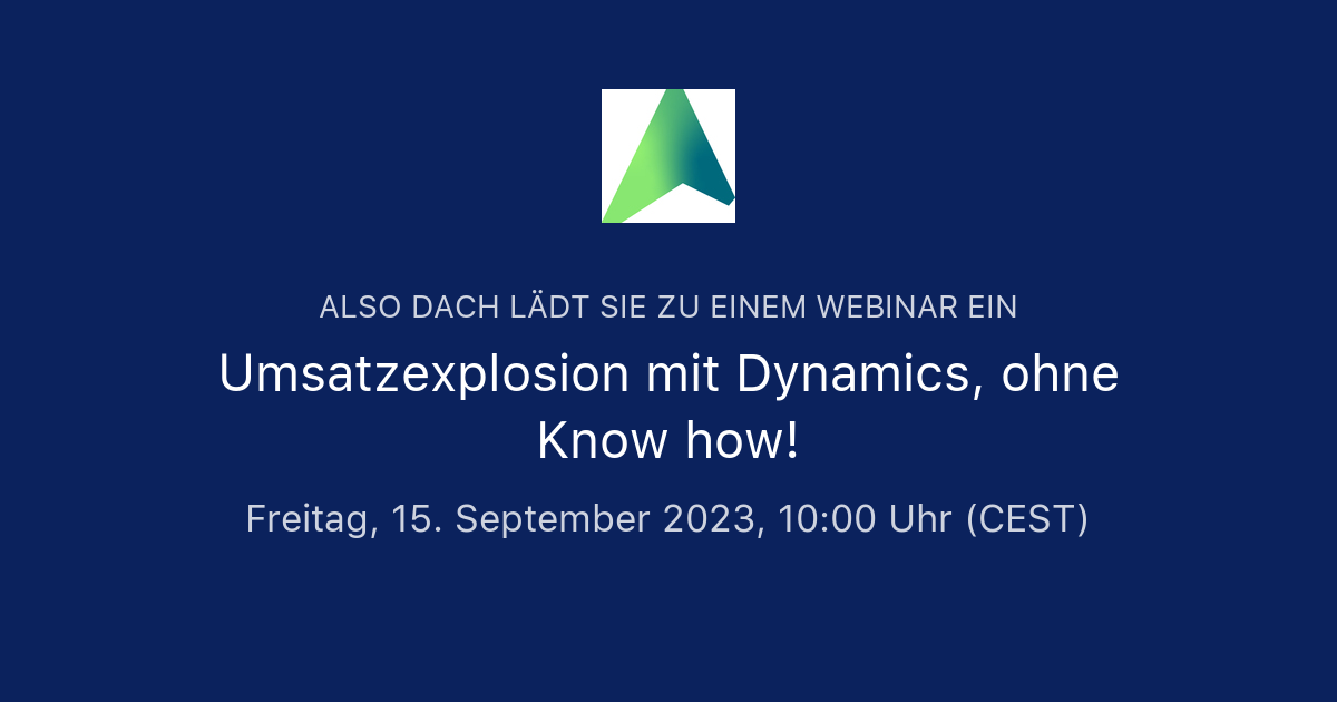 Umsatzexplosion mit Dynamics, ohne Know how! | ALSO DACH