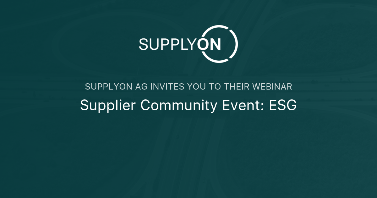 Supplier Community Event: ESG | SupplyOn AG