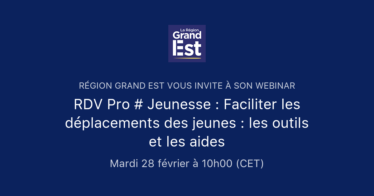 RDV Pro # Jeunesse : Faciliter les déplacements des jeunes : les outils et les aides | Région ...
