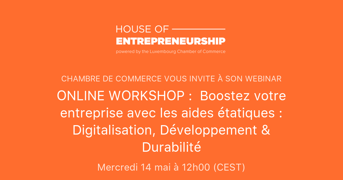ONLINE WORKSHOP : Boostez votre entreprise avec les aides étatiques ...