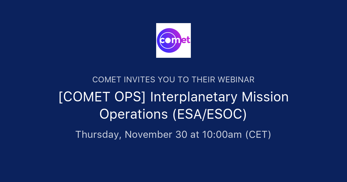 [COMET OPS] Interplanetary Mission Operations (ESA/ESOC) | COMET