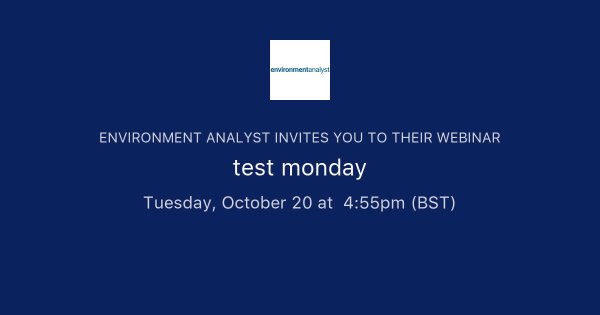 test monday | Environment Analyst