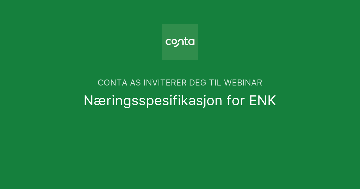 Næringsspesifikasjon for ENK | Conta AS