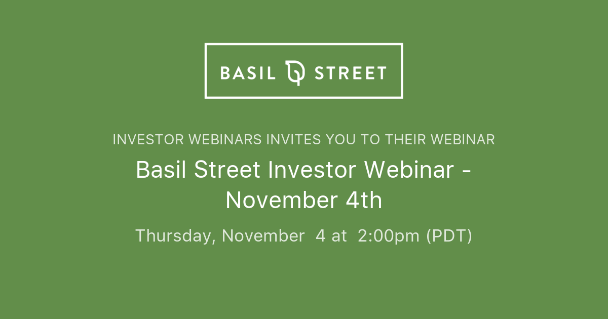 Basil Street Investor Webinar - November 4th | Investor Webinars