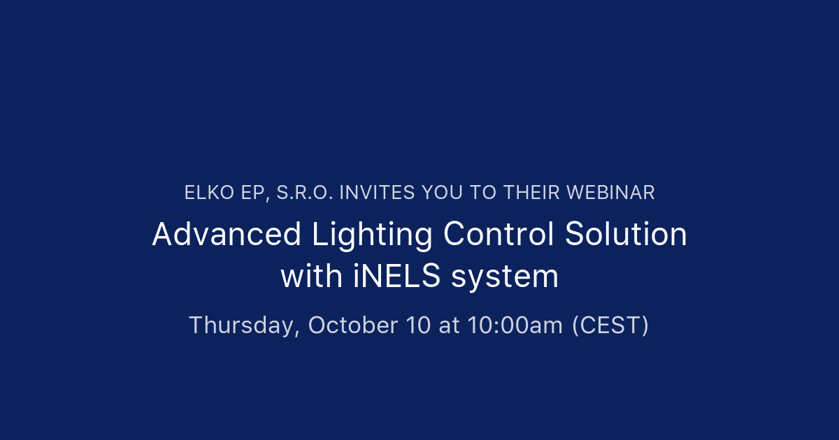 Advanced Lighting Control Solution with iNELS system | ELKO EP, s.r.o.