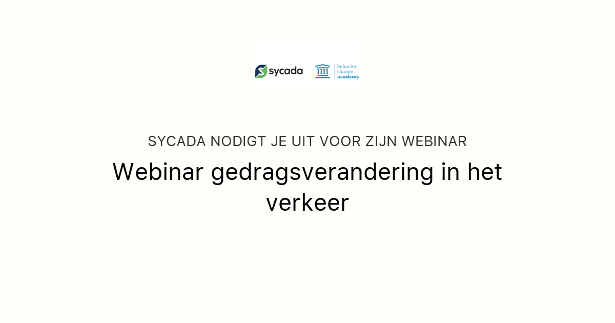 Webinar gedragsverandering in het verkeer | Sycada