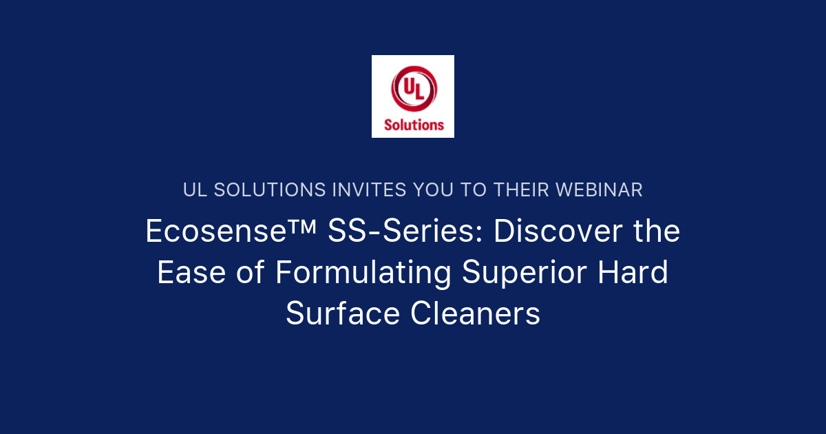 Ecosense™ SS-Series: Discover the Ease of Formulating Superior Hard ...