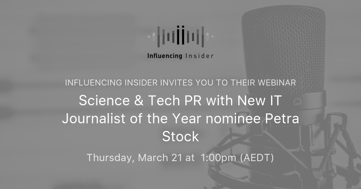 Science & Tech PR with New IT Journalist of the Year nominee Petra ...