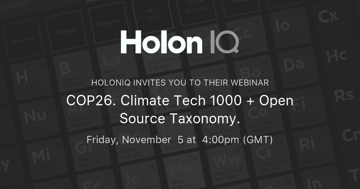 COP26. Climate Tech 1000 + Open Source Taxonomy. | HolonIQ