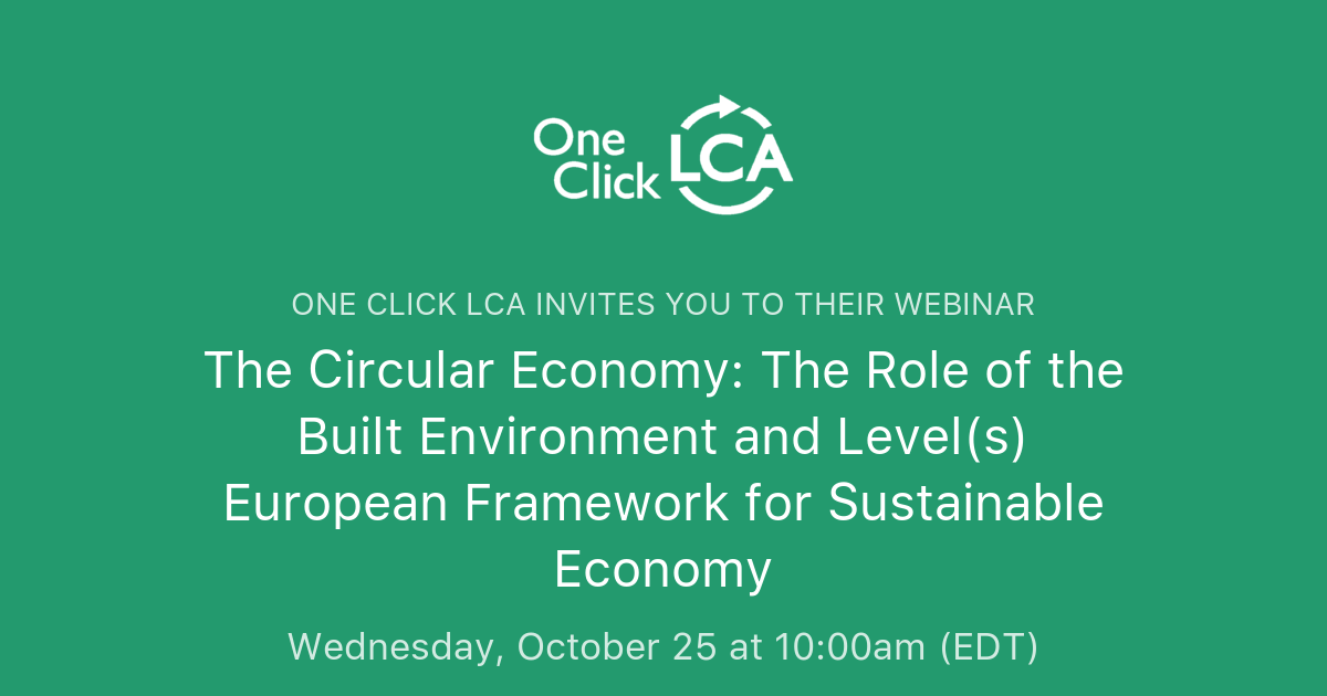 The Circular Economy: The Role of the Built Environment and Level(s ...