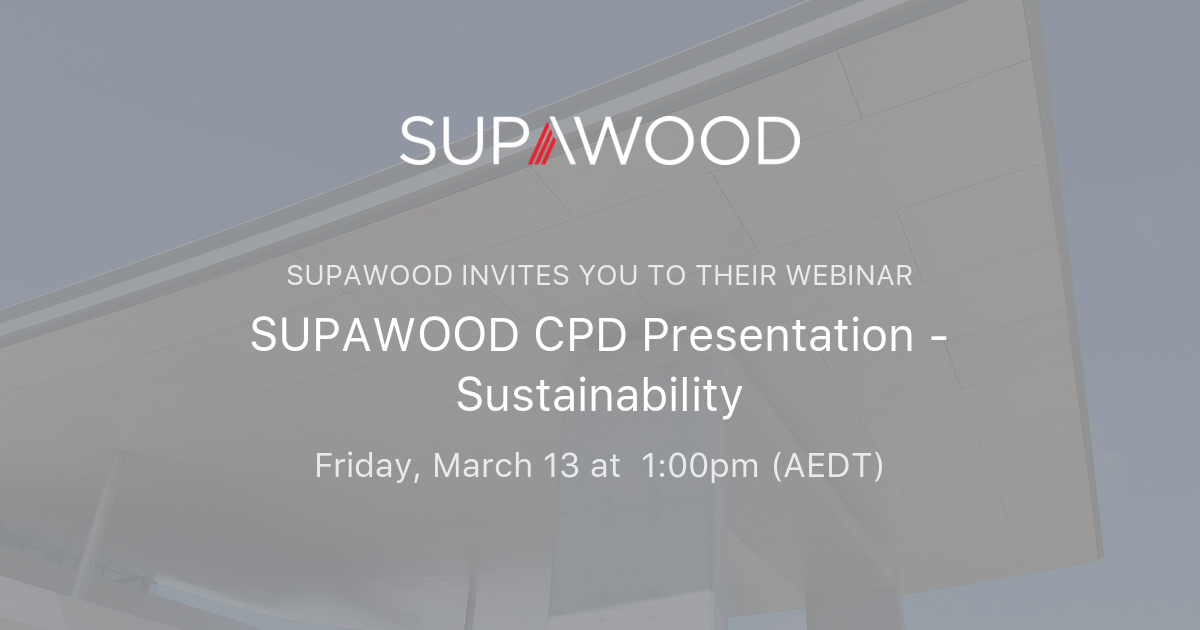 SUPAWOOD CPD Presentation - Sustainability | SUPAWOOD