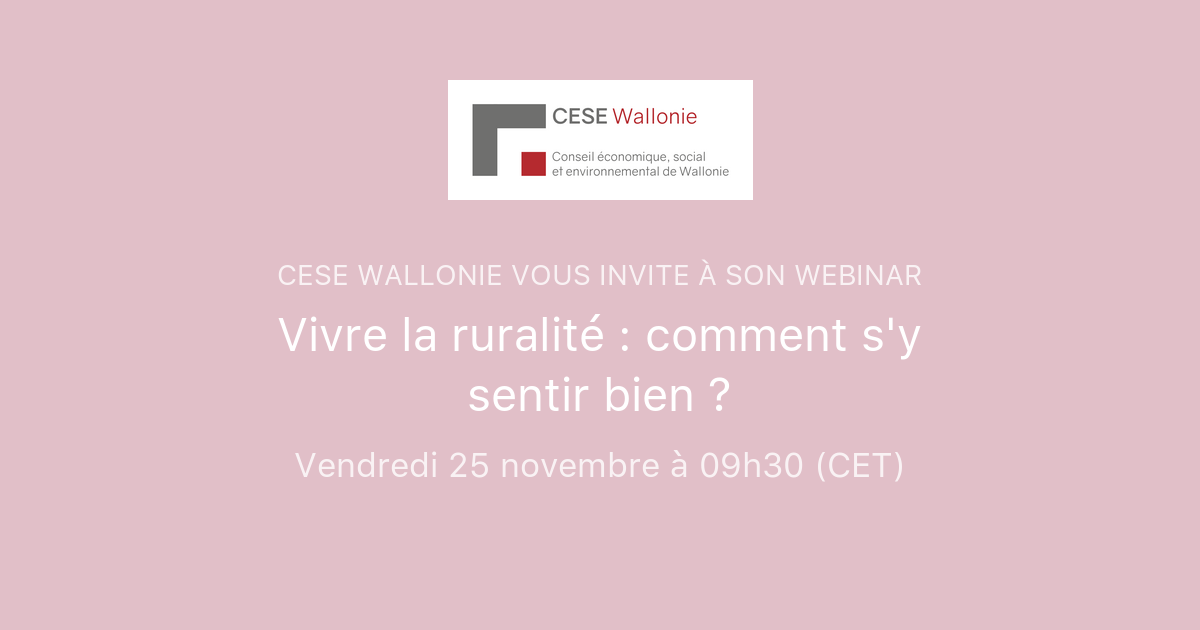 Vivre la ruralité : comment s'y sentir bien ? | CESE Wallonie