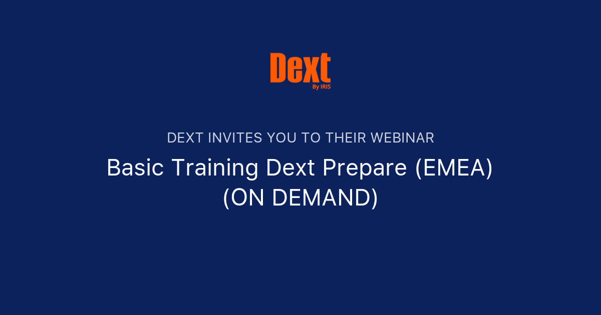 Basic Training Dext Prepare (EMEA) (ON DEMAND) | Dext